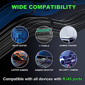 CableGeeker Cat 6 Ethernet Cable 8 ft (10-Pack) - Cat6 Patch Cables, Snagless RJ45, Cat 5e Cat 6 Patch Cable, Cat 6 Cable, 8 Foot Cat6 Ethernet Cables, Network Cable, Internet Cable - 8 Feet Black