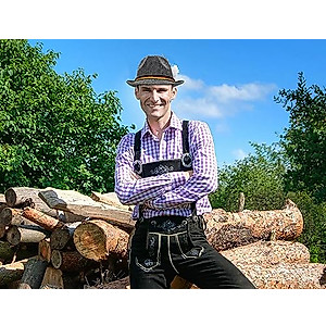 NociHah Men German-Oktoberfest-Alpine-Fedora-Hat - Women Bavarian Swiss Traditional Felt Costume Hat with Feather for Oktoberfest Party(S-M)