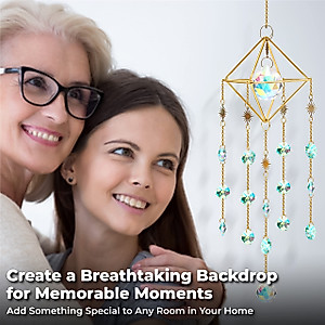 Decozion Sun Catchers with Crystals - Reflect Sunlight & Cast Rainbow Prisms Everywhere - Hanging Crystal Suncatcher for Window - Crystal Sun Catchers Indoor Window - Hanging Crystals for Decoration