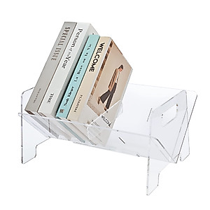 Sparkle Race Acrylic Shelf Small Bookcase, Clear Acrylic Desk Organizers and Accessories Mini Bookshelf for Home Office, CD, Book & Magazine Rack Acrylic Bookshelf Desktop Storage Book Organizer