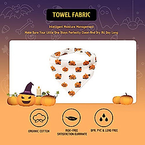Little Dimsum Halloween Baby Bandana Bibs 3 Pack Super Absorbent Drool Bibs Cotton Teething Bibs Unisex Triangle Baby Bibs Set for Teething and Drooling