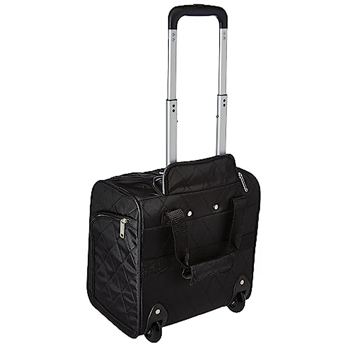 Amazon Basics Underseat Carry-On Rolling Travel Luggage Bag, 14 Inches, Black Quilted