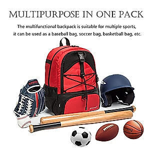 Qiaoqii Youth Basketball Bag/Soccer Bag/Baseball Softball Bag/Multipurpose Gear Backpack with Fence Hook and Shoe Compartment, Can Hold Sports Gear such as Helmet, Ball, Gloves, Shoes, etc.