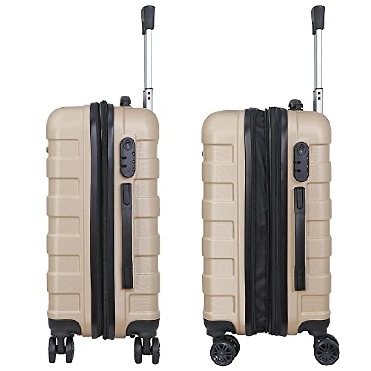 22 Inch Hardside Expandable Luggage ,Carry On Luggage With Spinner Wheels,Travel Suitcase Champagne (ABC1238)