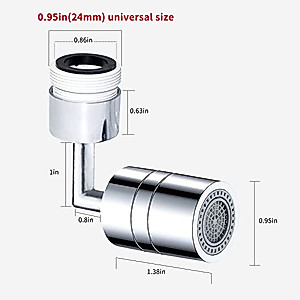 2pcs 720° Swivel Sink Faucet Aerator, Two Modes Can Concentrated Water and Disperse Water, 4-Layer Filter Device, Suitable for Kitchen, Bathroom (2)