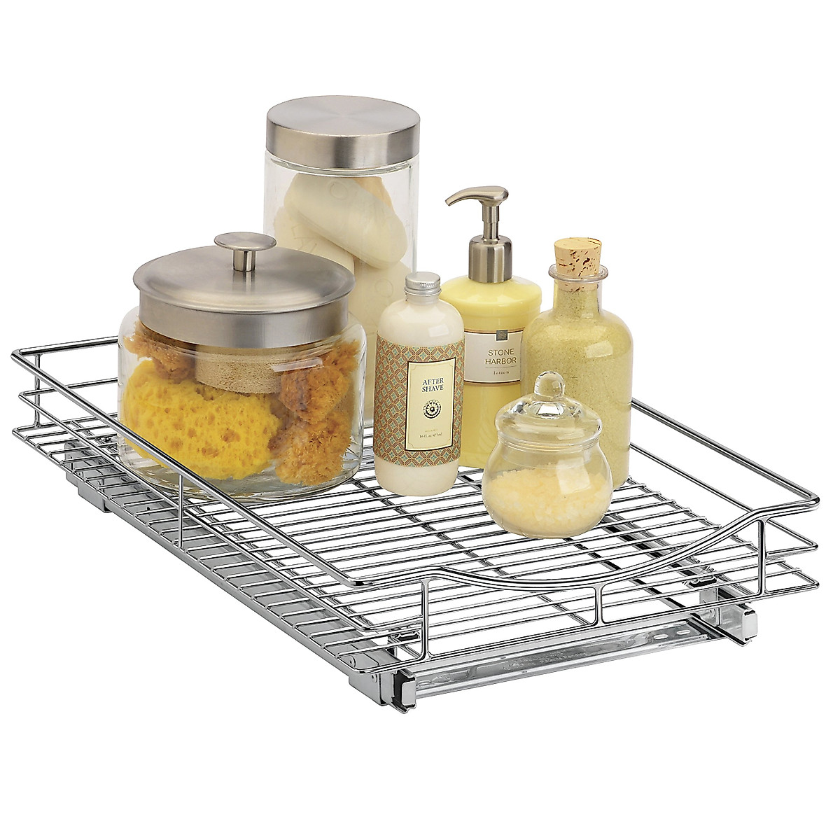 LYNK PROFESSIONAL® Pull Out Cabinet Organizer, 11" x 18" Slide Out Drawers for Kitchen Cabinets - Sliding Pull-Out Pantry Shelves – Home Shelf Organizers - Lifetime Ltd. Warranty, Chrome