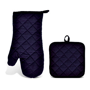 Puzzled Pot Holder & Oven Mitt Set I Love Vegas Kitchen Accessory Potholder Heat Resistant Non-Slip Grip Cooking Glove Machine Washable Baking Grilling BBQ Decorative Novelty Polyester Mitten Pink