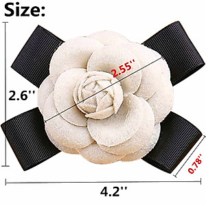 Elegant Wool Camellia Flower Brooch Vintage Bow Floral Pin Women Wedding Party Gift-Beige