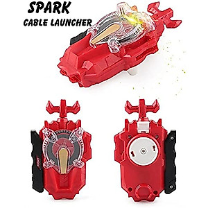 Left Right Sparking Launcher Bey Burst Evolution Turbo Blades Battling Tops String Launcher Grip Super King Booster B-174 Hyperion Burn Starter Set God Bey Gaming Spinning Toys Gift for Boys