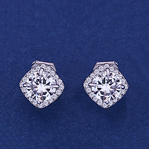 YOQUCOL 7mm CZ Crystal Clip On Earrings Cubic Zirconia Non Pierced Stud For Women
