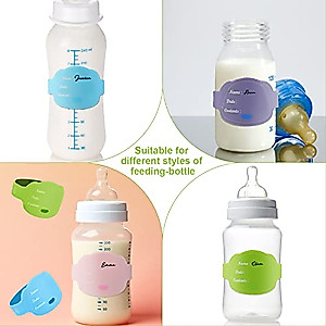 12 Pcs Baby Bottle Labels for Daycare, Silicone Daycare Bottle Labels Day Care Essentials Reusable Waterproof Water Bottle Name Bands in Shape Design with Marker Pens, 6 Colors (Dog Style)