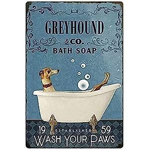 Greyhound Dog Metal Tin Sign Greyhound Co. Bath Soap Funny Poster Cafe Living Room Bathroom Kitchen Home Art Wall Decoration Plaque Gift