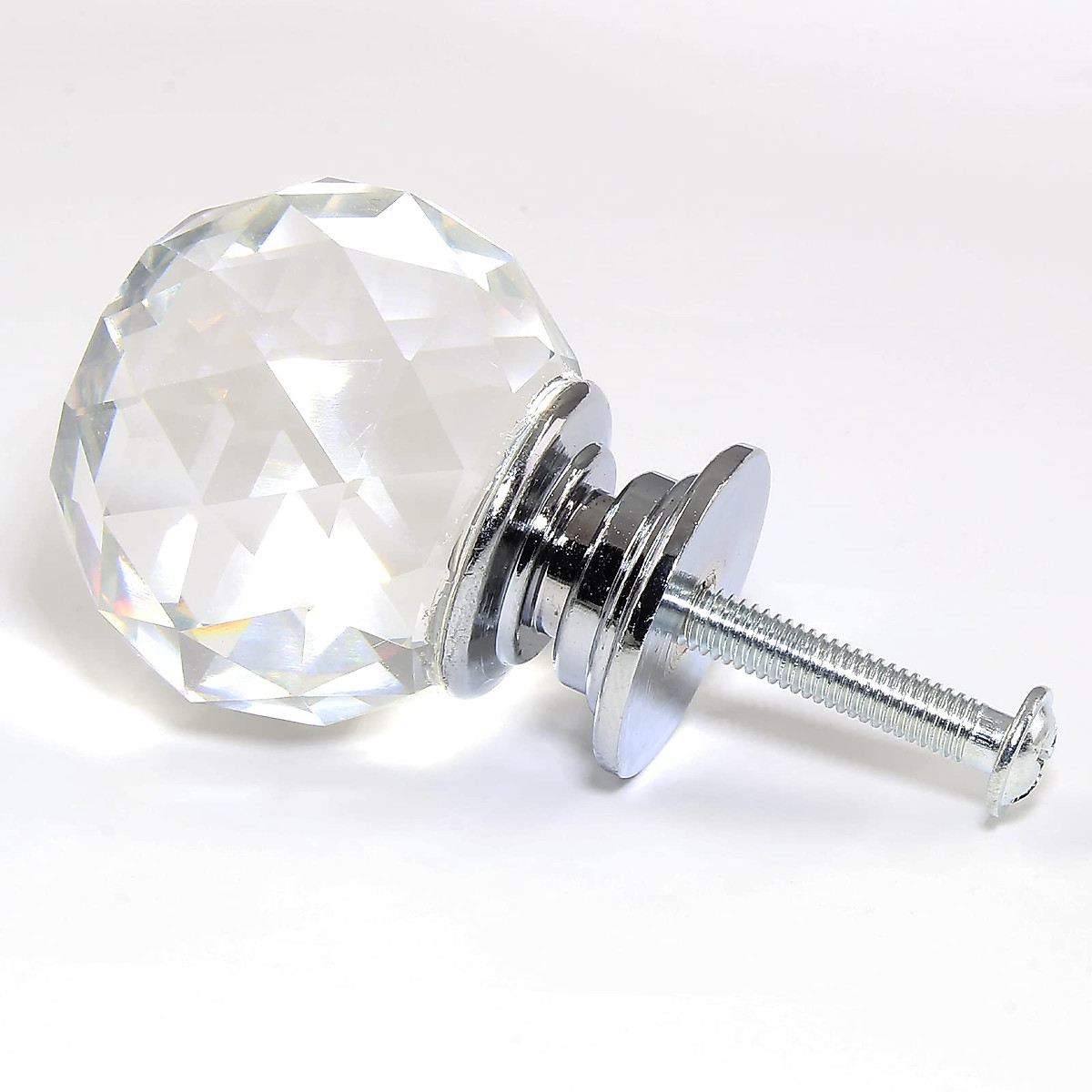 Uenhoy 6 Pcs Round Diamond Crystal Cabinet Knobs 1.2 Inch Clear Crystal Drawer Knobs for Cabinet, Cupboard, Wardrobe, Dresser