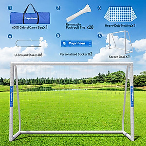 Caprihom Soccer Goal for Backyard 6FTx 4FT Soccer Net for Backyard with Weatherproof UPVC Frame,Ground Stakes | Portable Full Size Soccer Net Goal PVC Soccer Goal Post