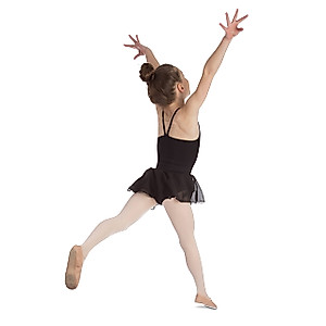 Elowel Basic Skirted Camisole Girls Gymnastics Leotards – Dance Leotard for Ballet, Cheerleading, Exercise, Costumes – Black Leotard for Girls - Size 2-14 Years