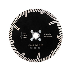 Casaverde 6" Granite Blade，Turbo Diamond Blade with Removable 5/8-11 Thread Cuts for Granite,Marble,Engineered Stone and Ceramic Tiles