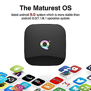 Android 9.0 TV Box 4GB RAM 64GB ROM, Q Plus Android Box H6 Quad-core WiFi 2.4GHz Support 6K H.265 HD 2.0 Ethernet