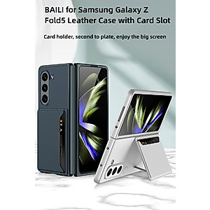 BAILI for Samsung Galaxy Z Fold5 Leather Wallet Case,Galaxy Z Fold 5 Case with Card Slots,Galaxy Z Fold 5 Case with Card Holder,Military Grade Drop Protective Cover for Fold5-Wine Red