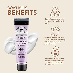 Dionis Goat Milk Skincare 3.3 oz Lavender Blossom Hand & Body Cream - Travel Size Hand Lotion For Hydrating & Moisturizing Dry Skin - Cruelty Free Cream Made In The USA - Paraben Free Formula