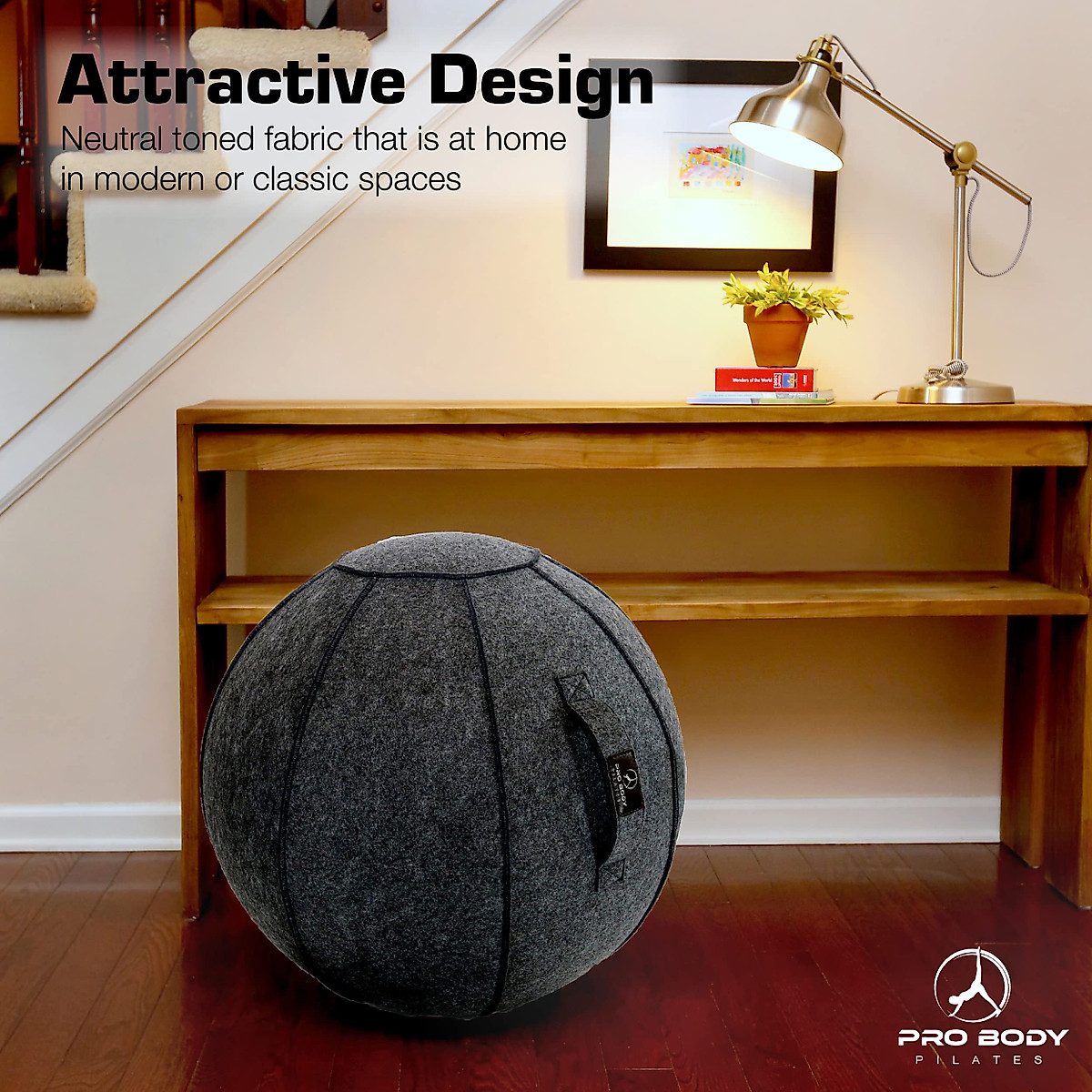 ProBody Pilates Yoga Ball Chair - Exercise Ball Chair for Office Desk with Cover for Posture Support (Charcoal, 24 in)