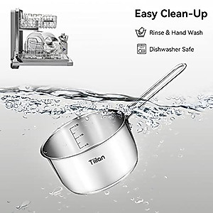 Tiilan Sauce Pan, Saucepan with Lid - Milk Pan for Family, Kids, Couple - 18/8 Stainless Steel - 1.5 Quart/1.7 Liter, Silver