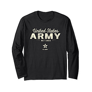 United States Army Military Retired Vintage Black Long Sleeve T-Shirt