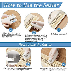 Mini Bag Sealer, 2 in 1 Chip Bag Sealer with Cutter, Rechargeable Quick Heat Sealer Portable Resealer Machine Keep Food Fresh, Bag Sealer Heat Seal for Plastic Bags Food Storage Snacks Freshness
