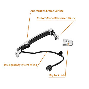 Exterior Chrome Door Handle Front Left Driver Side with Keyhole | Smart Entry Keyless | for 2010-2013 Nissan Rogue | Replaces# 80640-CZ31B, 80645-CA000