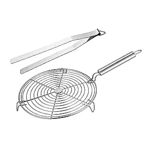 HANS PRODUCT Pipe Round Roaster with Chimta Steel Cooking Tong Roti Chapati, Papad Jali, Paneer Grill, Roti Maker, Barbeque Jali Roaster Kitchen Tool Combo Set