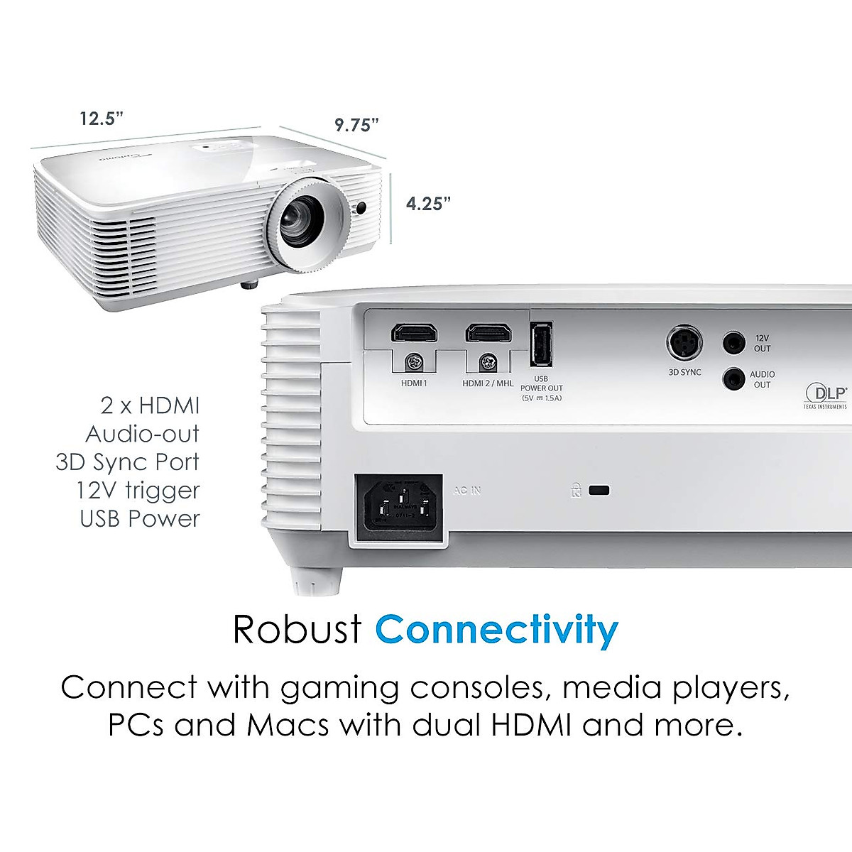 Optoma HD27E 1080p Home Cinema Projector with 3400 Lumens, Ideal for Indoor Or Outdoor Movies, Sports and Gaming