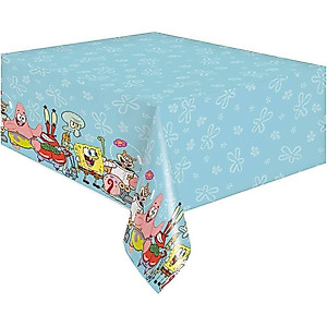 Unique Spongebob Squarepants Plastic Table Cover - 54" x 84" (1 Pc) - Rectangular Tablecloth - Perfect for Kids Birthdays & Parties