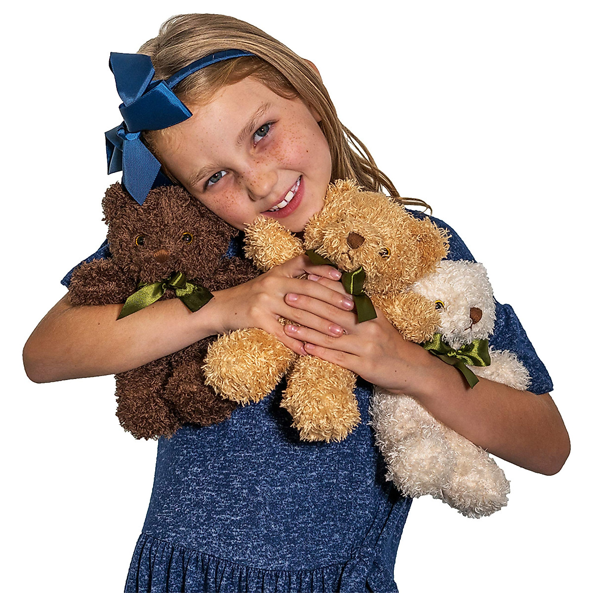 Fluffuns Teddy Bear Plush - Cute Teddy Bears Stuffed Animals - 3-Pack of Stuffed Bears - 9 Inch Height (Dark Brown)