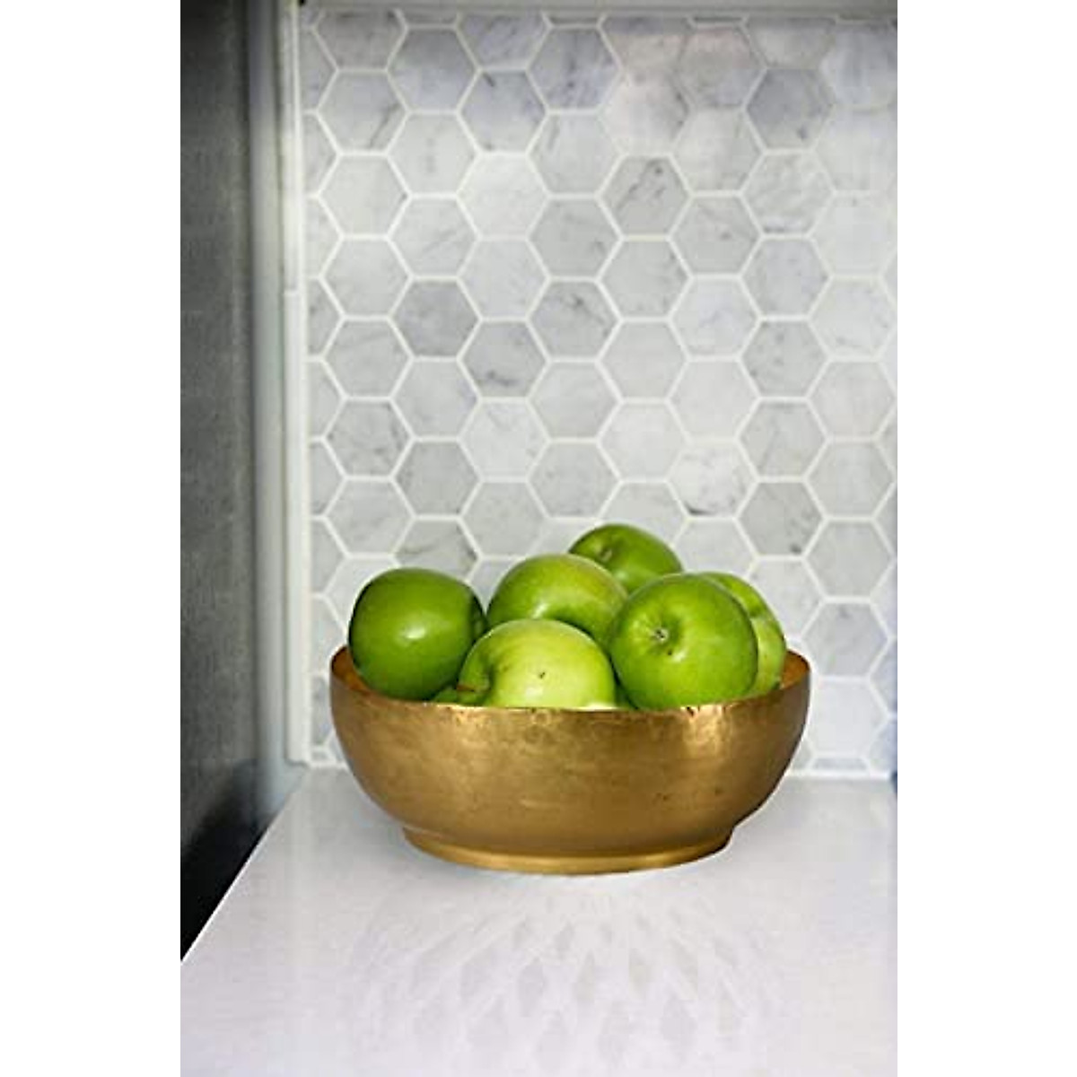 Serene Spaces Living Antique Brass Decorative Bowl, Use as Metal Fruit Bowl, for Floating Candles, Flowers, Potpourri, Catchall for Entryway, Dining Table, Home Décor, 2.75" Tall & 7.5" Diameter