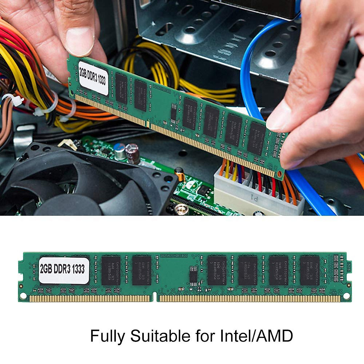 Focket Memory Upgrade RAM,2GB 1333MHz DDR3 Memory Data Transmission 240pin DDR3 2GB 1333MHz for Intel/AMD