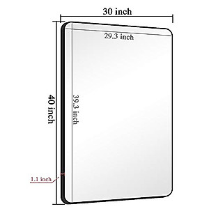 SILD Large Modern Black Aluminum Wall Mirror 30"x40" Glass Panel Vanity or Mirrors for Wall, Rectangle Hangs Horizontal or Vertical