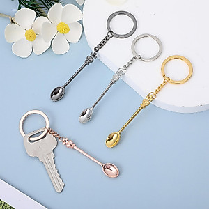 Lusofie 8 Pcs Mini Crown Spoon Keychain Pendant Tiny Spoon Alloy Spoon Necklace Small Spoons With Key Ring For Digging Condiment Sand And Making Keychains Necklaces Bracelets Accessories(4 Colors)