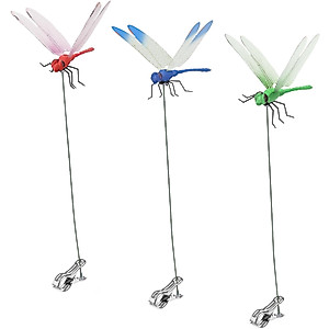 Fake Dragonfly Clip, Dragonfly Natural & Organic Concept Deer and Horse Fly Deterrent, Clip on Dragonfly for Outdoors 3D Dragonfly Garden Decor, 3 Colors Set