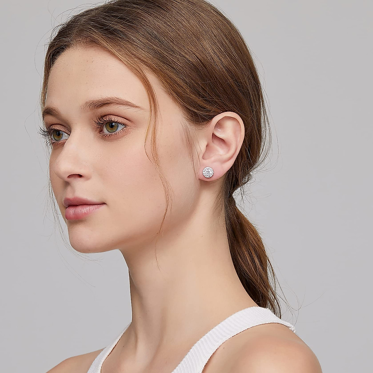 jiamiaoi Halo Earrings for Women Men Diamond Earrings Sterling Silver Stud Earrings Diamond Halo Earrings Fake Diamond Earrings Cubic Zirconia Earring Studs Round CZ Stud Earrings