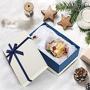 YOUEON 10 Oz Floral Glass Teapot with Rose Flower and Gold Edge, Heat Resistant Enamel Glass Teapot with Gift Box, Clear Teapot with Strainer for Blooming Tea, Loose Leaf Tea, Mothers Day