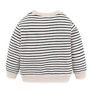 Mud Kingdom Toddler Boys Jogger Sets Fleece Lined Funny Cartoon Bear Stripe Beige 4T