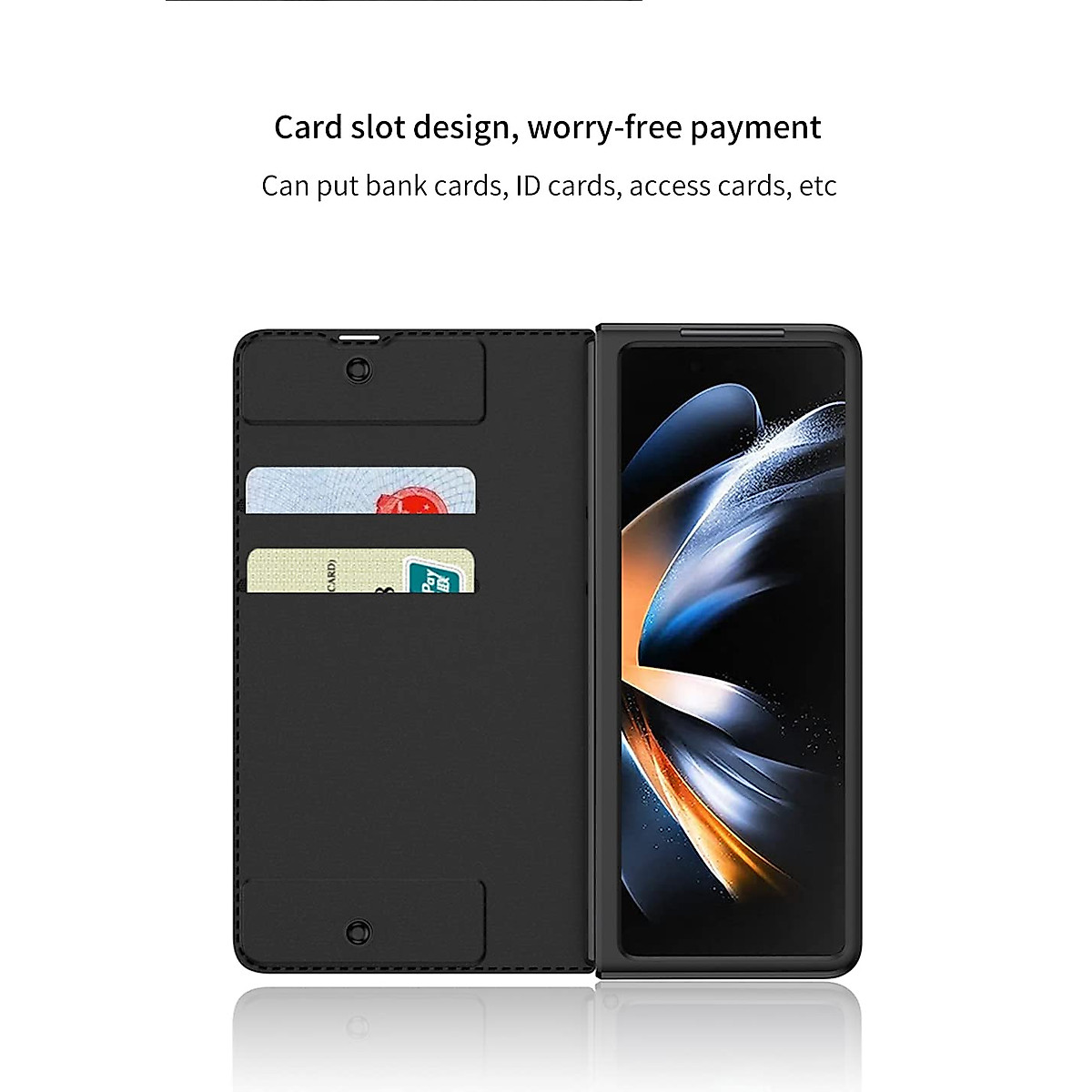 FYTON Galaxy Z Fold 4 Case with S Pen Holder (Removable), Z Fold 4 Case with Hinge Protection, Leather Case with Kickstand Function for Samsung Galaxy Z Fold 4 5G 2022, Black, Cloud Black