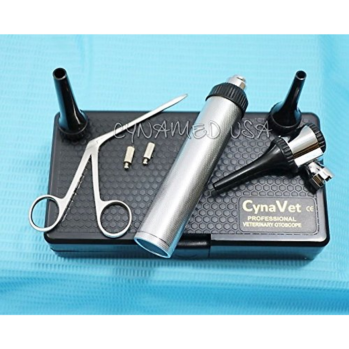 New Cynamed Led Veterinary Otoscope Kit + 1 Alligator Forceps + 1 Bulb