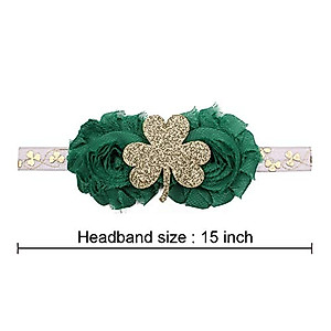 YanJie St. Patrick's Day Baby Girl Hairbands - Shabby Chiffon Gold Metallic FOE Headband Hair Accessories for Birthday Gift (St FOE, free)
