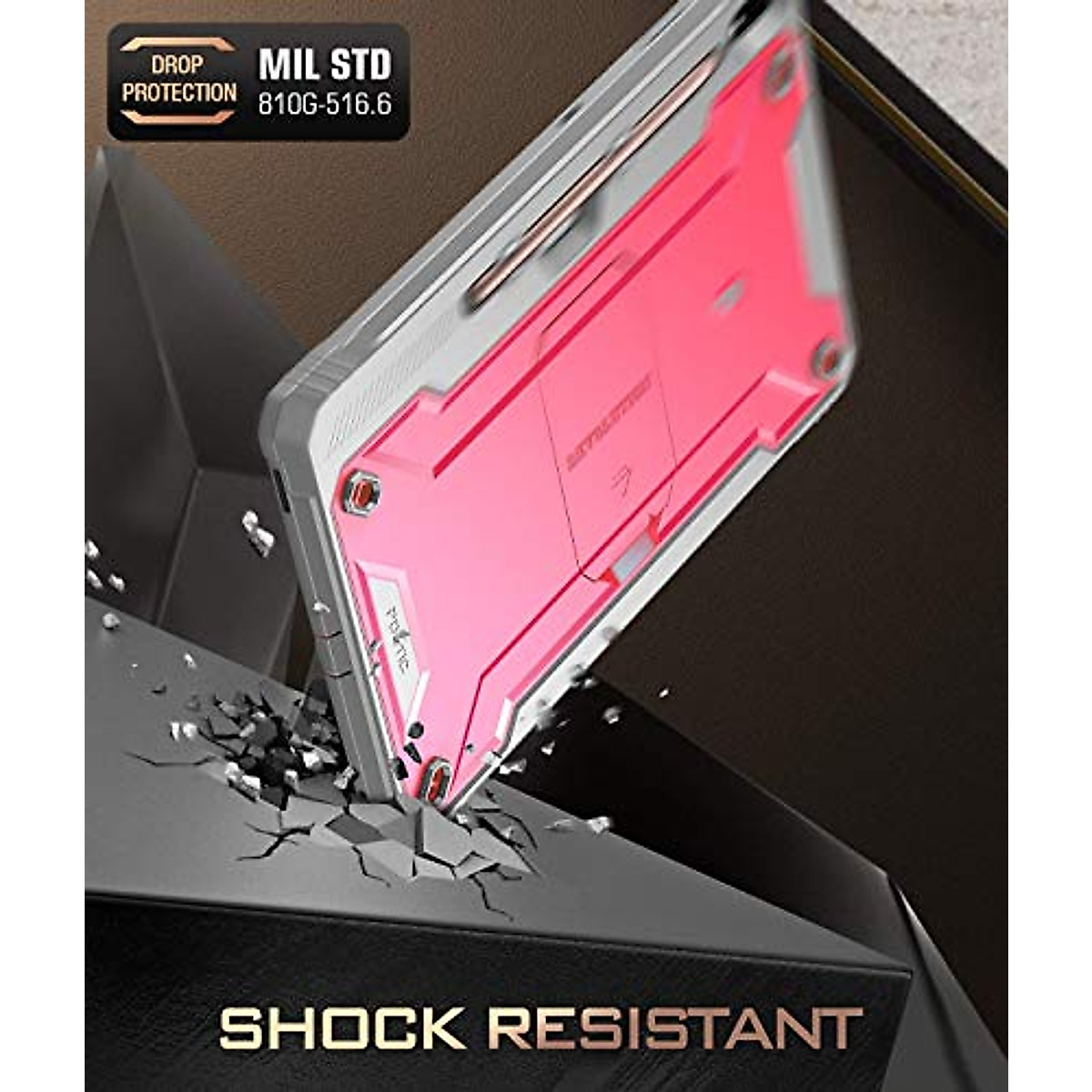 Poetic Revolution Case Designed for Galaxy Tab S7 Plus 2020 / S8 Plus 2022 12.4 inch, Full-Body Heavy Duty Case with S Pen Holder, Support S Pen Wireless Charging,Built-in-Screen Protector, Pink