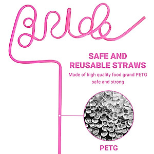 12 Pcs Reusable Bride Straws Heart Shape, Bachelorette Party Supplies Wedding Engagement Bridal Shower Party Decorations, Gifts for Bride, 11 Pcs Straws for Bachelorette & 1 Pcs Bride Straw