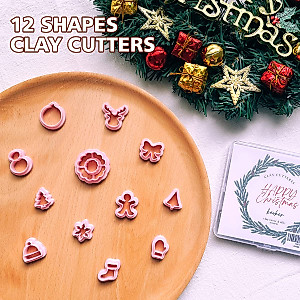 KEOKER Christmas Clay Cutters, Christmas Polymer Clay Cutters for Earrings Making, 12 Shapes Mini Christmas Clay Earrings Cutters, Small Christmas Tree Clay Cutters For Polymer Clay Jewelry
