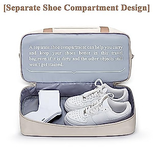 Travel Duffel Bag with Shoes Compartment, Weekender Overnight Bag for Women,Carry on Personal Item Bag,Gym Bag
