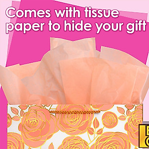 SZSYXSM 13" Rose Gold Large Gift Bag with Card and Tissue Paper