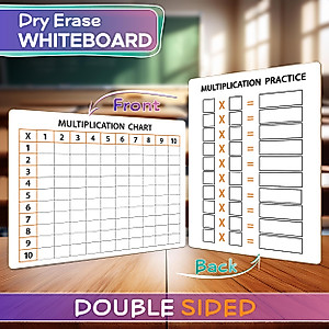 Dry Erase Multiplication Chart Whiteboard 9" x 12" Multiplication Table l Double Sided Times Table Math Manipulatives White Board for Kids Students, Classroom and Home, Mini Whiteboard Lapboard