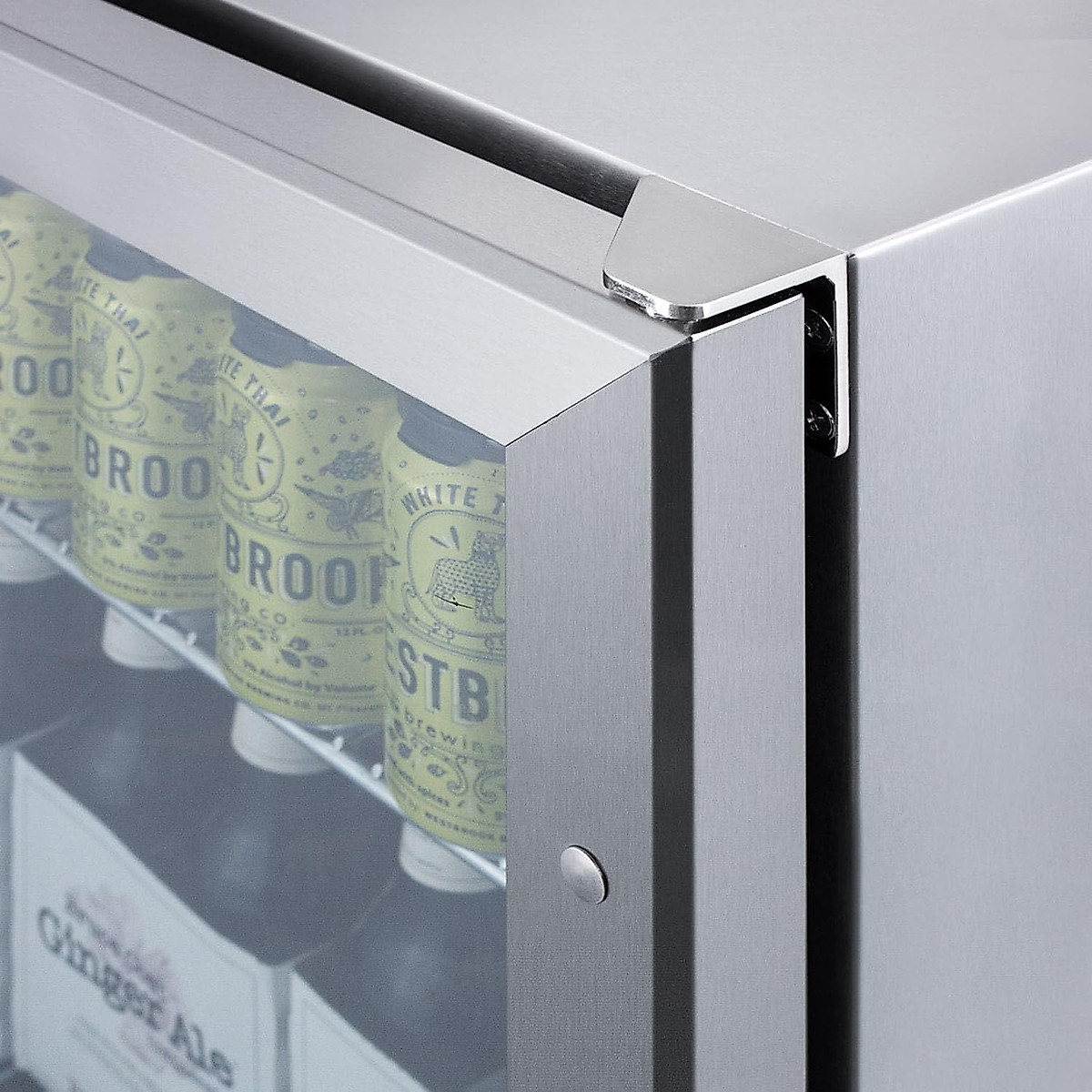 Summit SCR611GLOS 24 Commercial Outdoor Beverage Center with 5 cu. ft. Capacity Automatic Defrost Glass Door LED Lighting Reversible Door in Stainless Steel